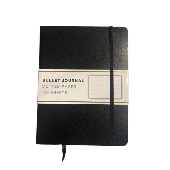 Office | Bullet Journal Dotted Pages Notebook 12 Sheets Black Hardcover ...
